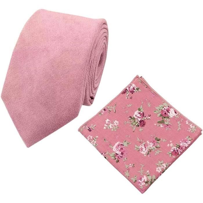 Cravate Fine En Laine De Luxe Pour Homme Avec Poche Carrée[x9521] Rose ...