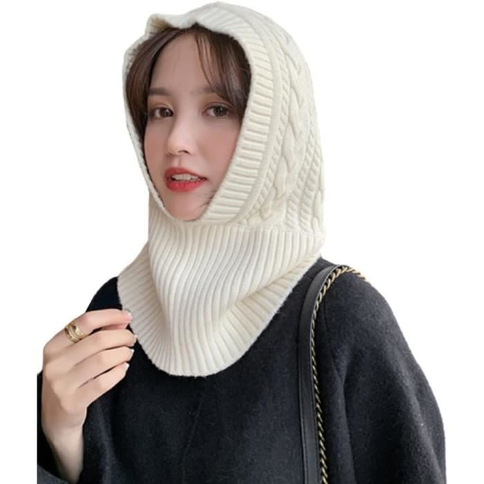 Bonnet Écharpe Une Pièce Pull À Capuche Tricoté Cercle Hiver Épais ...