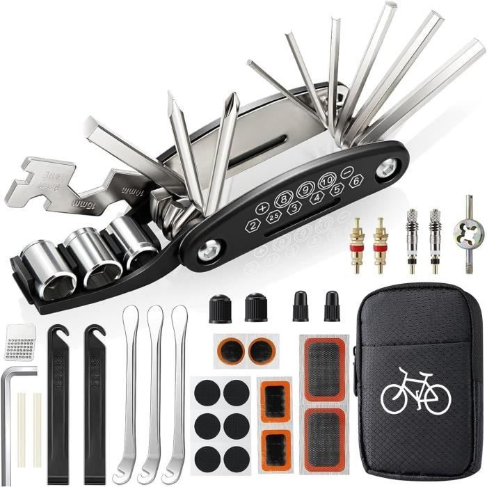 Kit Reparation Velo, Trousse Outils De Vélo, Outil Multifonction 16 En ...