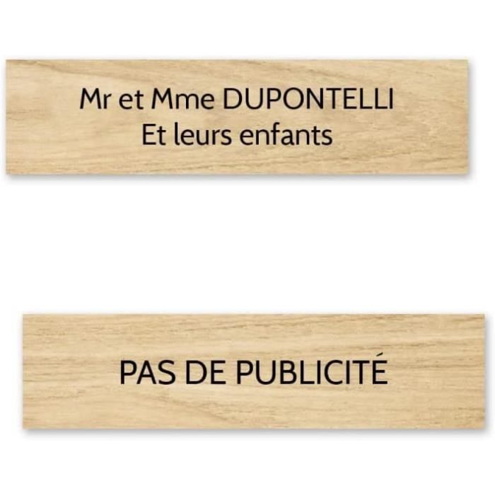 Plaque nom + Plaque Stop Pub pour Boite aux Lettres Format Edelen ...