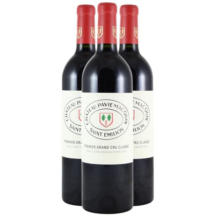 Château Pavie-Macquin Rouge 2019 - Lot de 3x75cl - Vin Rouge de Bordeaux - Appellation AOC Saint ...