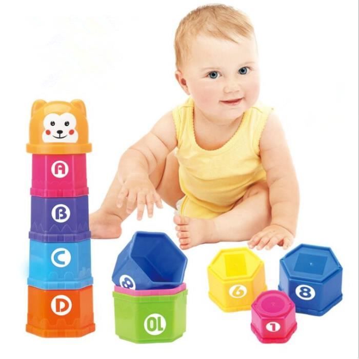 Cubes à empiler 2 en 1, Multicouleur, Tasses à Empile bébés, Gobelet ...