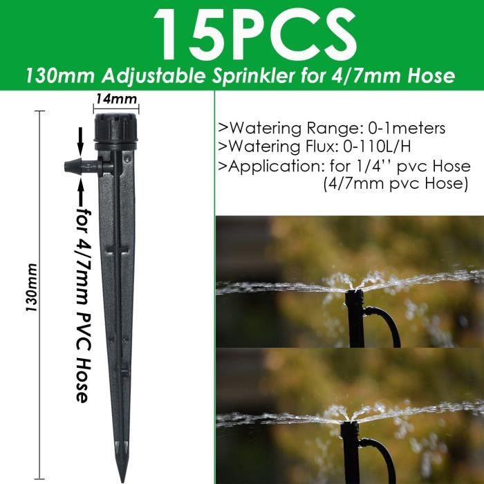 SPL11-111-15PCS Pulvérisateur De Jardin Réglable, 4-7mm, Tige D ...