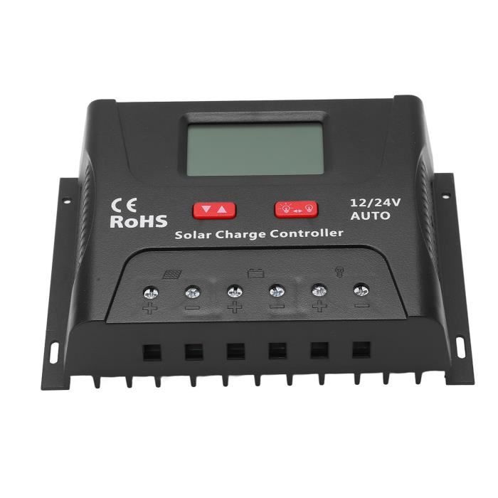 Cikonielf contrôleur solaire PWM Contrôleur de Charge Solaire Intelligent PWM 12V 24V ...