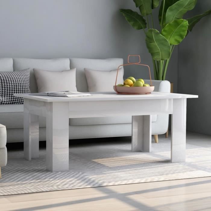 SIB Table basse Blanc brillant 100 x 60 x 42 cm Aggloméré 7334379296645 ...