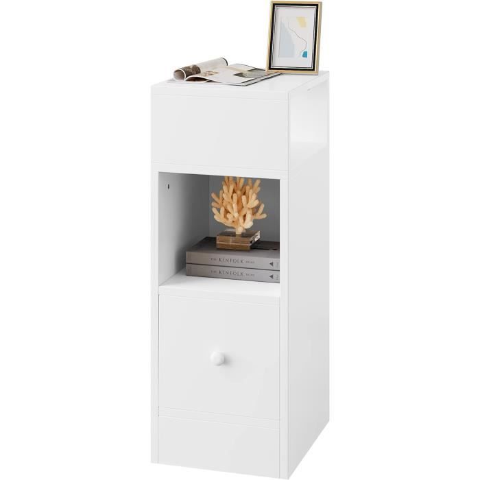 EUGAD Table de Chevet Étroite,Meuble de Rangement Compacte,avec 2 ...