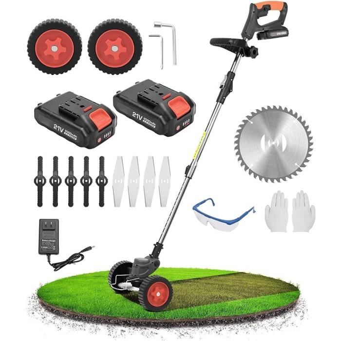 Dbroussailleuse sans fil Tondeuse gazon 21 V Coupe-herbe lectrique 450W Tondeuse de jardin ...