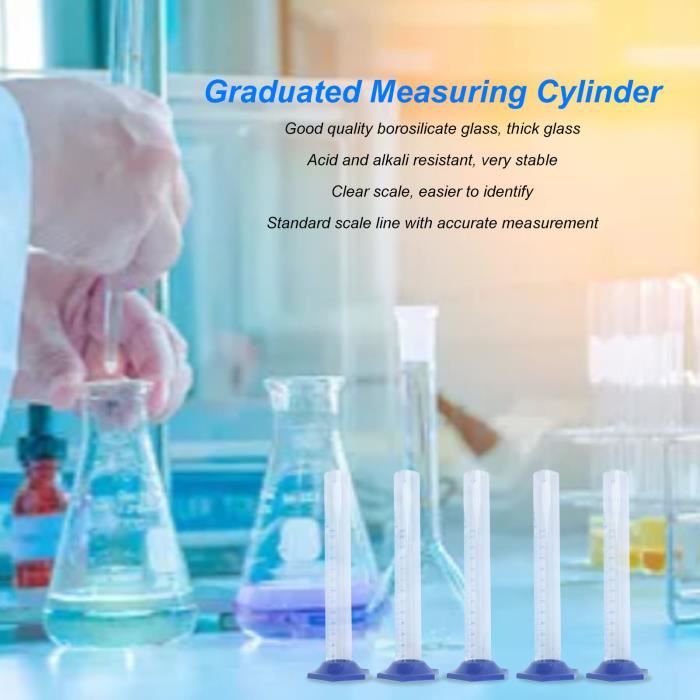 SALALIS Cylindre gradué 5 pcs gradué cylindre de mesure verre ...