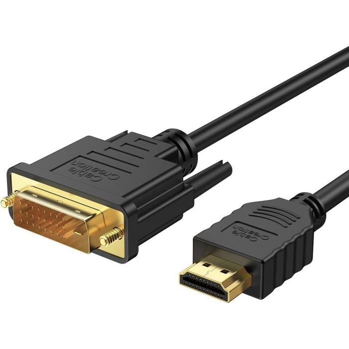 Câble Dvi Vers Hdmi, 1,5 M, Connecteur Hdmi Bidirectionnel Vers Dvi ...