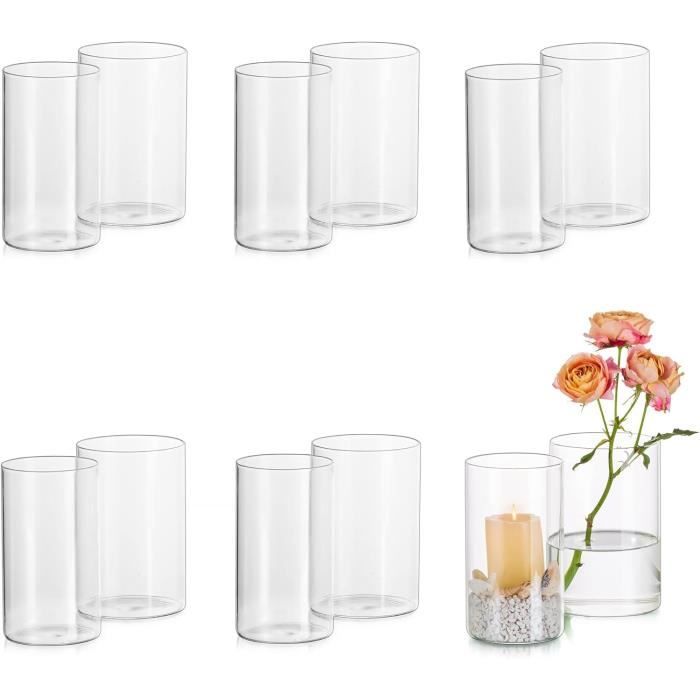 Vase Cylindrique En Verre, Petits Vases Pour Fleurs 12Pcs, 15Cm Vases À ...