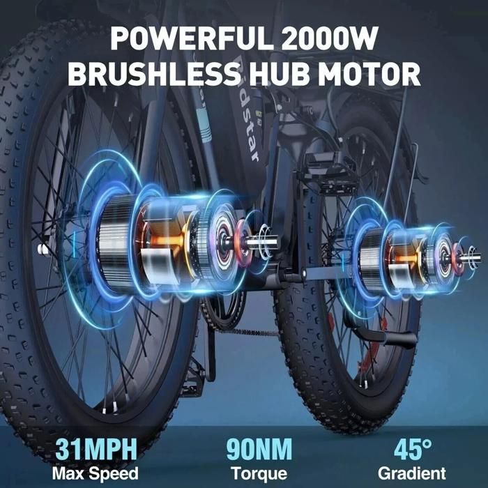 Vélo Électrique Fat Bike C26 MAX 26" 2000W 48V 23AH 45KM/HSuspension ...