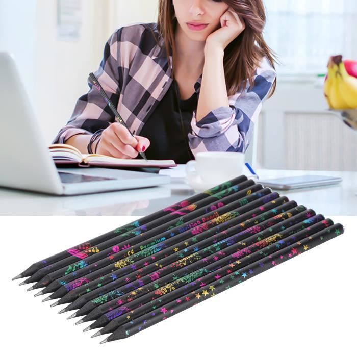 Fdit Crayons d'école 12 pcs Blackwood HB Crayon Enfants Écriture Dessin ...