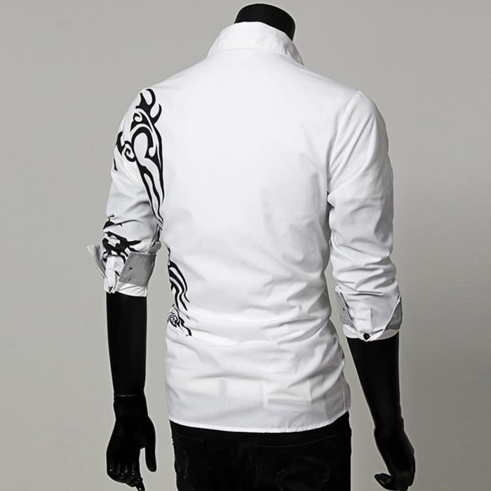Chemise de style chinois à boutonnage simple col rabattu à manches ...