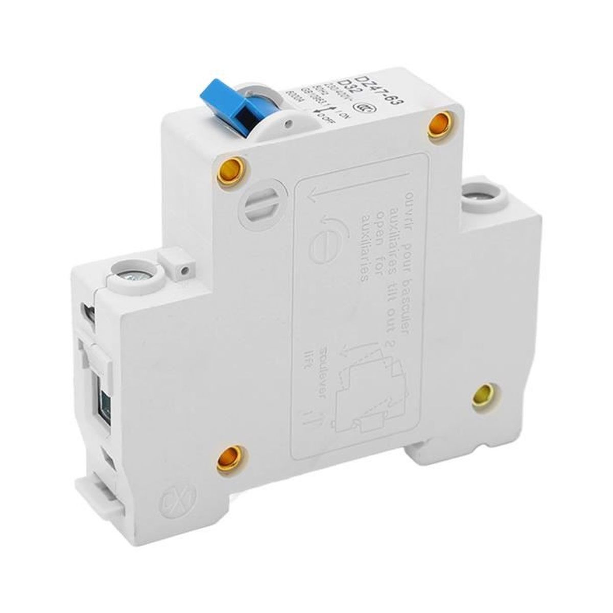 HURRISE Petit disjoncteur Disjoncteur miniature Isolateur de courant Rail DIN 1P 230V 400V 32A ...