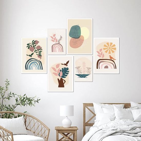 Lot de 6 Affiches Décoration Murale Minimalisme Modern Tableaux Posters ...