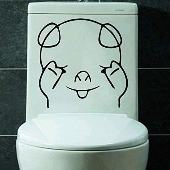 Sticker Mural Timide Cochon Stickers Muraux Pour Toilette Salle De ...