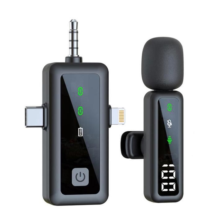 Microphone sans fil 3 en 1 pour smartphone reduction du bruit video ...