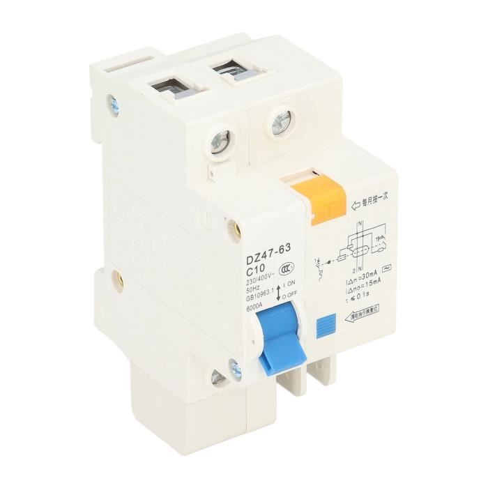 EJ.life Mini disjoncteur Disjoncteur Mini MCB 1P+N 10A 230V 400V 30mA ...