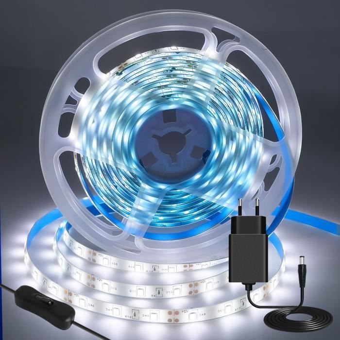 12V Ruban À Led Blanc, 5 Mètres Flexible 300 Leds 2835 Smd Ip65 Étanche ...