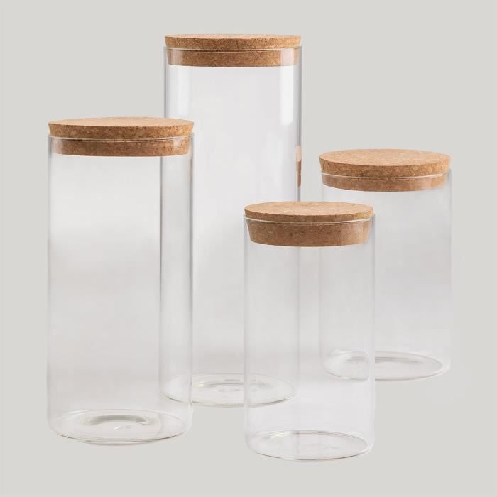 SKLUM Lot de 4 bocaux en verre Launun Transparent - Cdiscount Maison