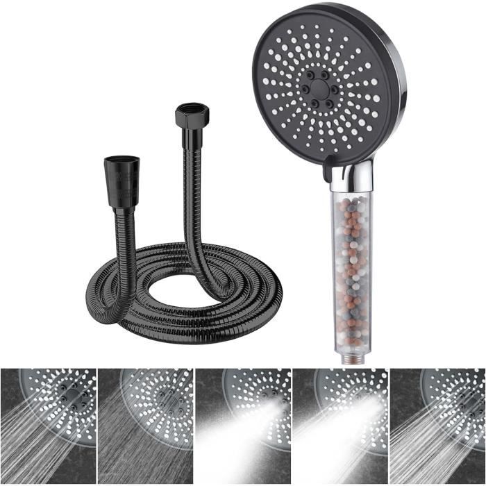 Douchette,Pommeau Douche Anti Calcaire,Tuyau En Acier Inoxydable De 1,5 Mètre,5 Modes De Douche ...