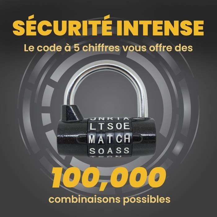 JJ PRIME - Cadenas Code 5 Lettres Cadenas A Code Cadenas Code 5 Alphabet Serrure a Code Cadenas ...