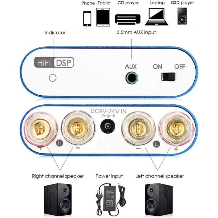 Mini-amplificateur numérique NS-10G Pro Hi-Fi DSP - 100 W - Bluetooth 4 ...