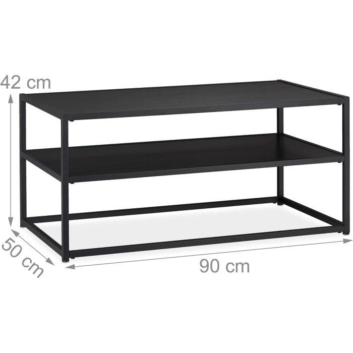 Table, Rectangulaire Et Basse, Supports, Bois Mdf Et Métal, Noir, 42 X ...