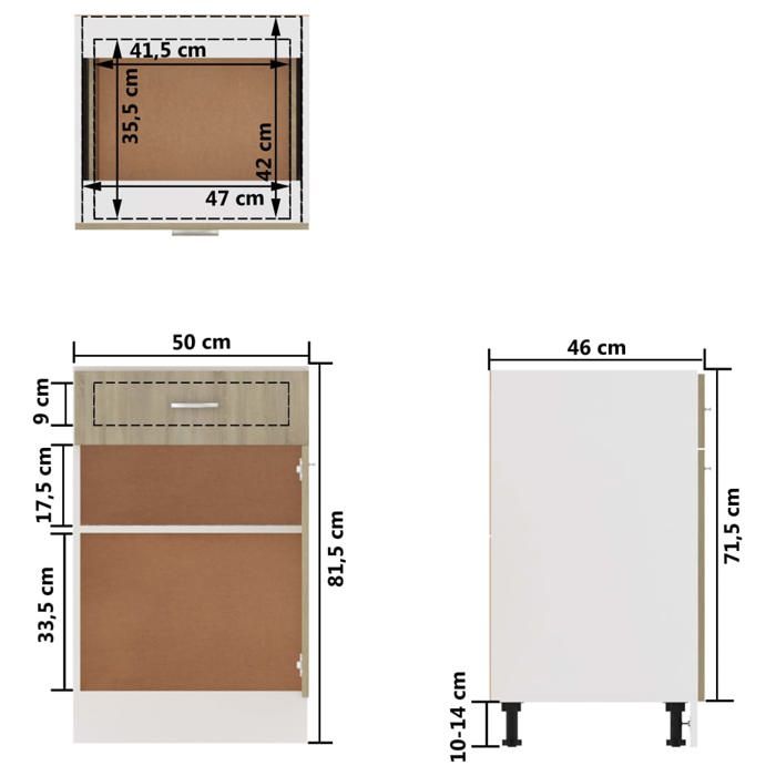 Meuble cuisine,charge 65 kg,Design Moderne,Armoire de plancher à tiroir ...