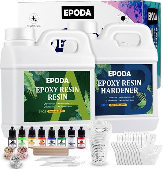 Resine Epoxy Transparente 68oz/2L Cristal Kit Resine Epoxy Complet Débutant avec Colorant Résine ...
