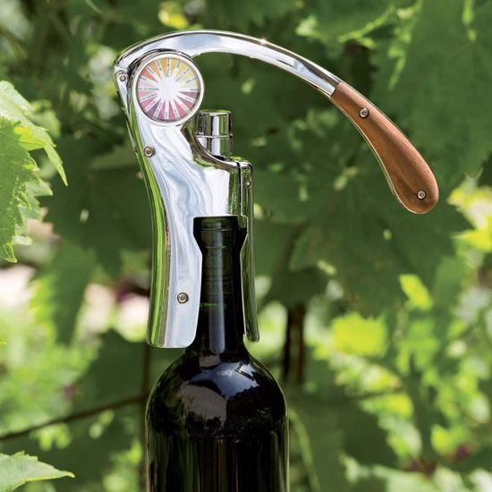 Tire bouchon en métal chromé à levier vertical OENO MOTION WOOD- - La ...