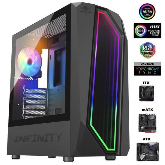 Boitier PC Gamer - Infinity - DARK - Rétroéclairage RGB - Compatible ...