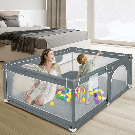 Parc pour bébé - HOMEWELL - YIPEEMA - 160x120x66cm - Gris - Cdiscount ...