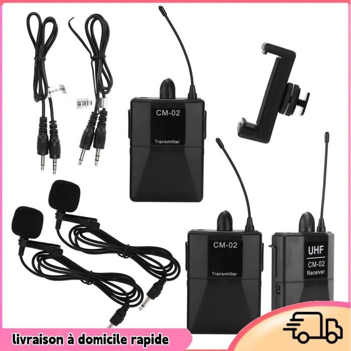 Dilwe Microphone cravate sans fil UHF 16 canaux Microphone de ...