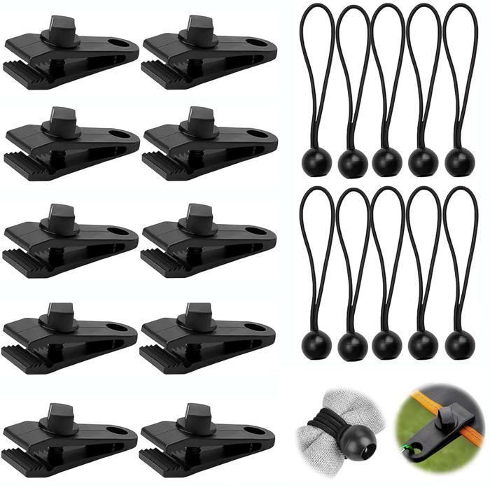 ANDOW - SANGLE - Lot de 10 Tente Clips en Plastique - avec 10 Tendeur ...