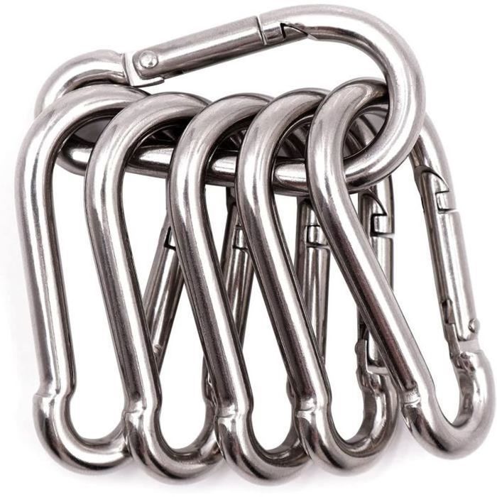 Mousqueton en acier inoxydable 6 pièces avec clips en forme de D pour ...