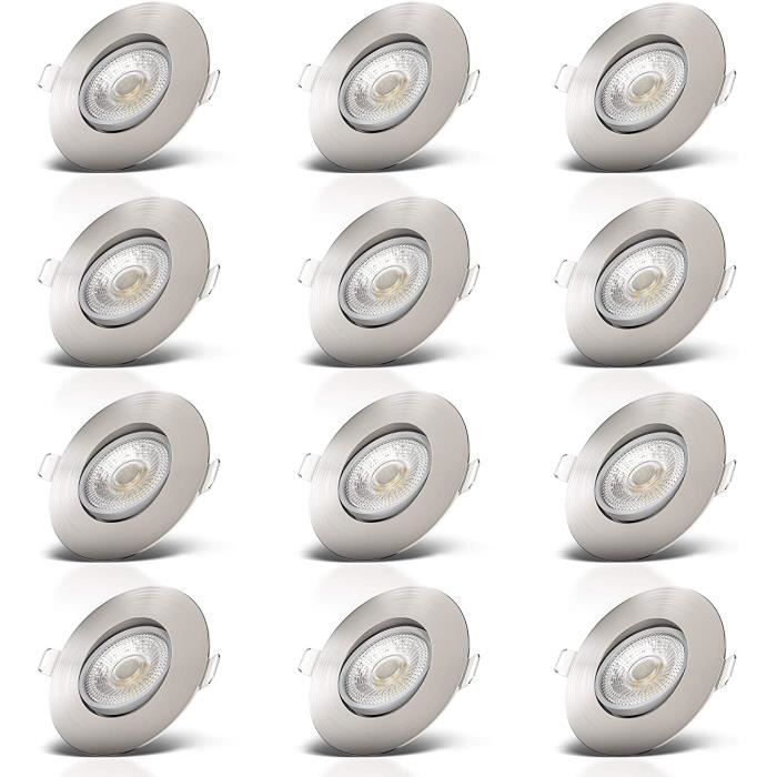Lot De 12 Spots à Encastrer Ip23 Ultraplats 24mm Orientables Ø90mm
