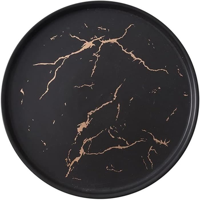 Plat En Céramique De Marbre Assiette À Dîner Ronde Dessert Steak Cake Plateau - Foncé[u7282 ...