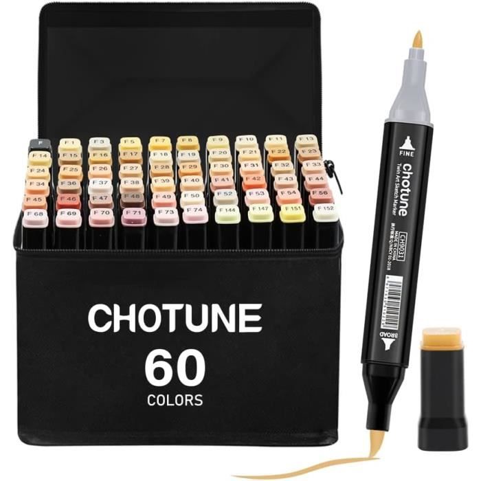 60 Marqueurs de Couleurs de Peau, Alcohol Permanent Markers Set, Stylos ...