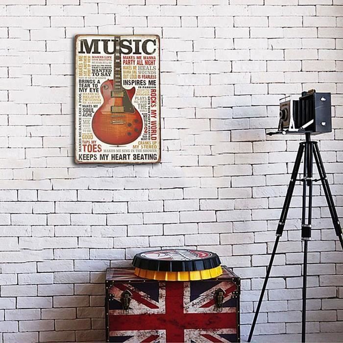 UK Plaque Affiche Publicitaire Émaillée Métal Fer Musique Guitare Décor ...