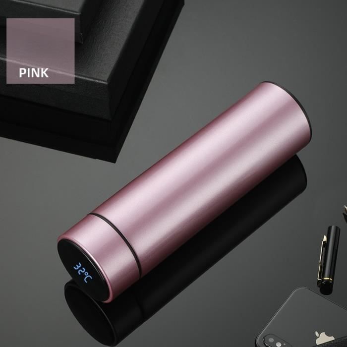 Bouteille isotherme,Bouteille Thermos intelligente créative à LED de 480ml,avec affichage de la ...