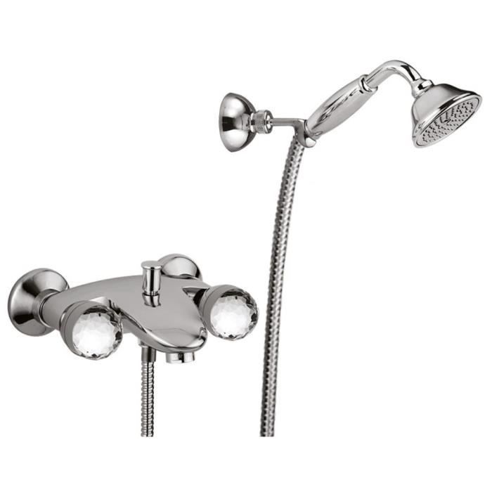 Luxury Bathroom Shower Set with Swarovski Crystal Glass Silver - Bath ...
