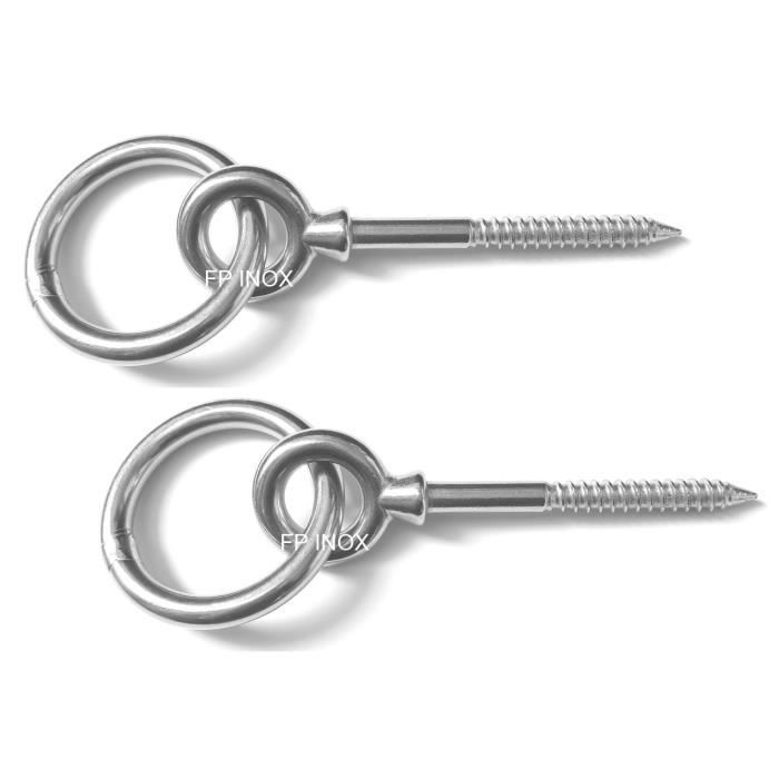 Piton inox BOIS A4 Ø8mm avec anneau articulé 8X80mm ( Lot de 2 ) inox ...