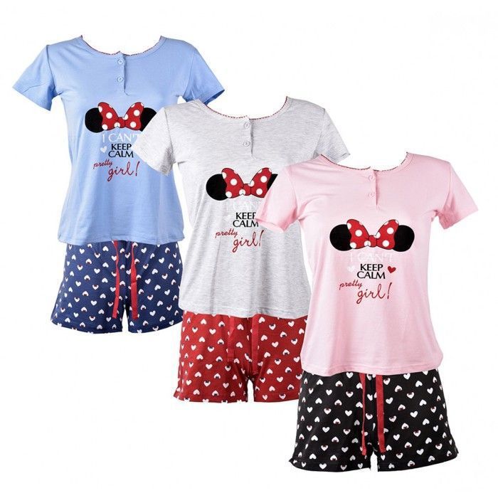 Pyjama Court Femme HUMORISTIQUE en Coton 7845 Pack de 3 7845 pack de 3 ...