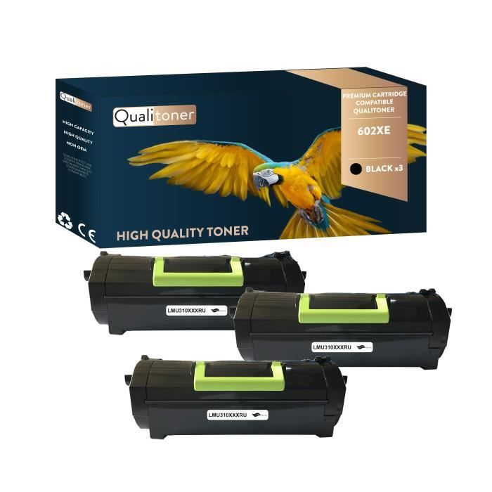 QUALITONER | x3 Toners - 602XE Noir - Compatible pour Lexmark MX510de ...