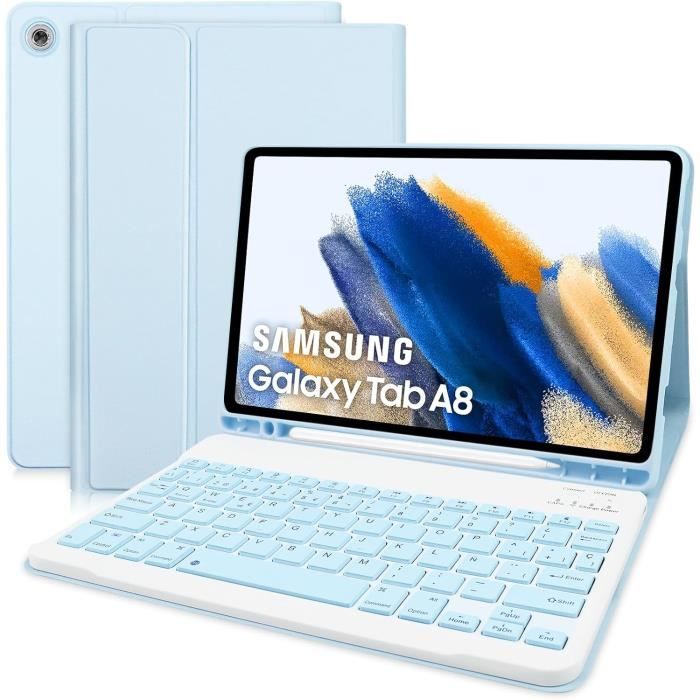 Samsung Galaxy Tab A8 Étui Avec Clavier Espagnol Ñ, Sans Fil Bluetooth ...