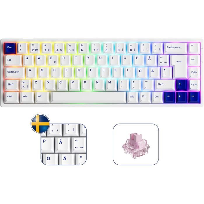 3068B Plus Clavier Mécanique Rvb, Layout Qwerty Iso-Nordic, Mini Clavier De Jeu Compact 60%, 3 ...