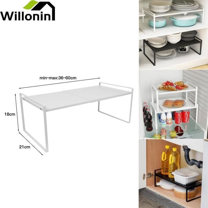 Étagère de Placard - WILLONIN - Rangement Blanc - Longueur max 60cm ...
