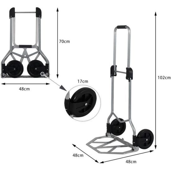 SogesHome chariot de transport de colis, pliable, avec une capacité de ...
