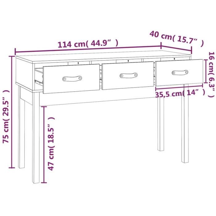 Atyhao Table console Noir 114x40x75 cm Bois massif de pin Cq003 98666 ...